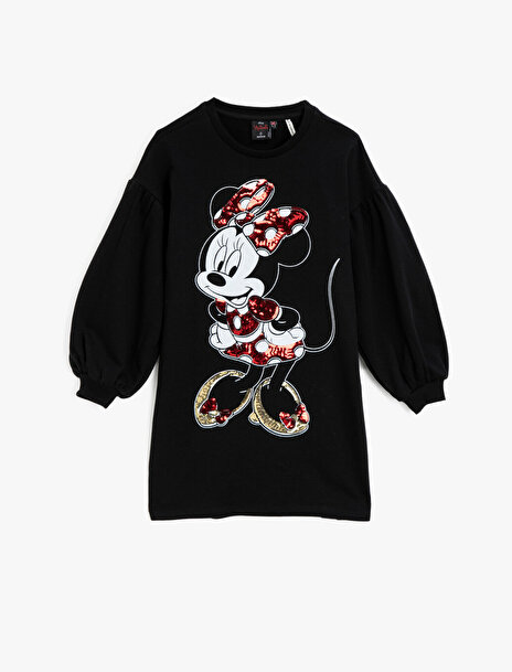 Koton Kız Çocuk Minnie Mouse Lisanslı Pullu Pamuklu Elbise