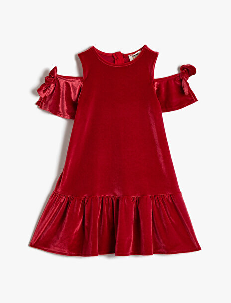 Koton Kız Çocuk Omzu Açık Elbise Fırfırlı