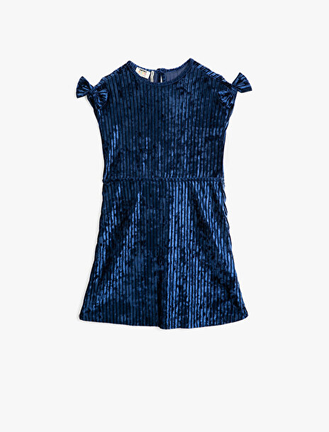 Koton Kız Çocuk Kısa Kollu Fiyonklu Kadife Elbise