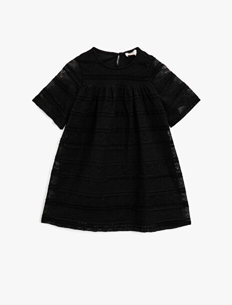 Koton Kız Çocuk Dantel Elbise Kisa Kollu Pamuklu