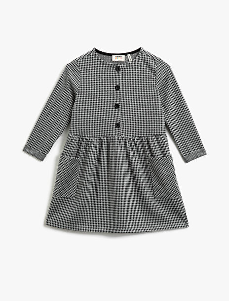Koton Kız Çocuk Kareli Cepli Düğmeli Uzun Kollu Elbise Koton Kız Çocuk Kareli Cepli Düğmeli Uzun Kollu Elbise
