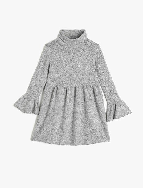Koton Kız Çocuk Yüksek Yaka Basic Uzun Kollu Elbise