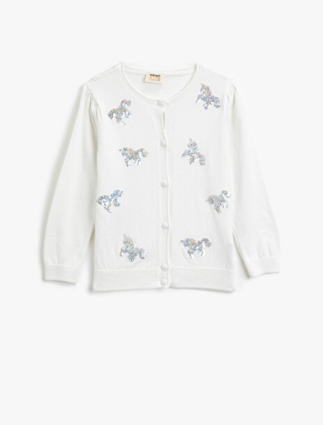 Koton Kız Çocuk Unicorn Pullu Düğmeli Hırka Koton Kız Çocuk Unicorn Pullu Düğmeli Hırka