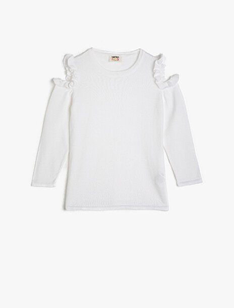 Koton Kız Çocuk Bisiklet Yaka Uzun Kollu Omuz Detaylı Kazak