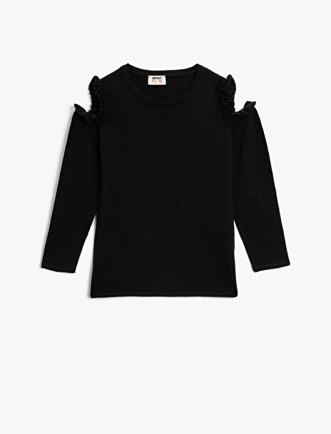 Koton Kız Çocuk Bisiklet Yaka Uzun Kollu Omuz Detaylı Kazak