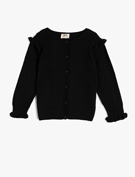 Koton Kız Çocuk Uzun Kollu Fırfırlı Düğmeli Triko Hırka