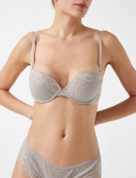 Koton Kadın Organik Pamuklu Dantel Detayli Push Up Sütyen