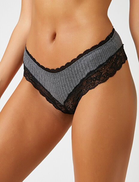 Koton Kadın Organik Pamuklu Dantelli Brazilian Külot