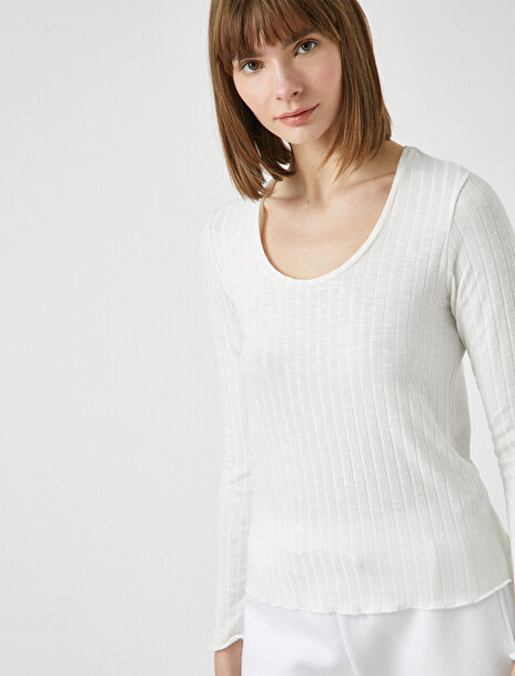 Koton Kadın Uzun Kollu Triko Pijama Üstü