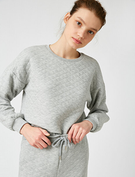 Koton Kadın Bisiklet Yaka Uzun Kollu Kapitoneli Pijama Üstü