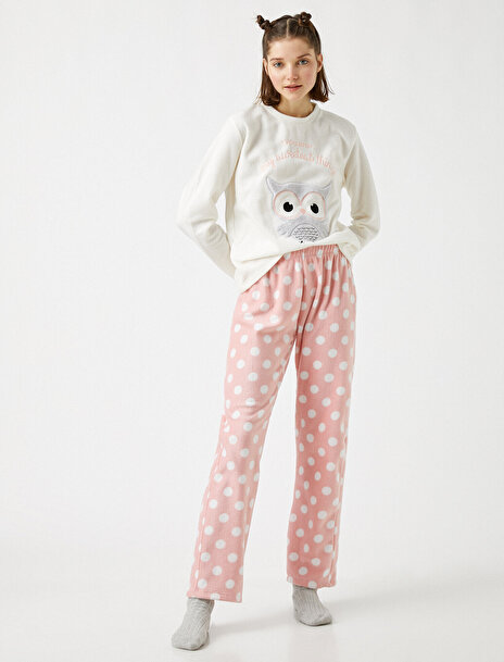 Koton Kadın Slogan Polar Pijama Takımı