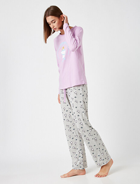 Koton Kadın %100 Pamuk Disney Lisanslı Baskılı Pijama Takımı