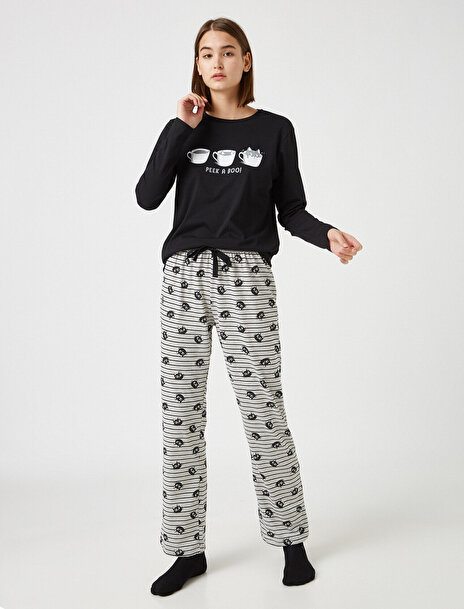 Koton Kadın %100 Pamuk Baskılı Pijama Takımı