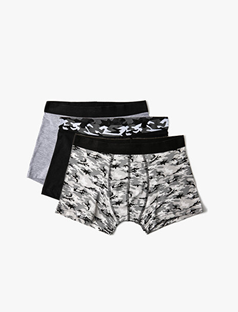 Koton Erkek 3'lü Desenli Pamuklu Boxer Seti