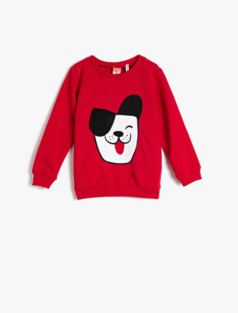 Koton Erkek Çocuk Uzun Kollu Bisiklet Yaka Hayvan Baskılı Sweatshirt