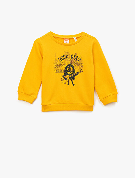 Koton Erkek Çocuk Pamuklu Baskılı Bisiklet Yaka Uzun Kollu Sweathirt