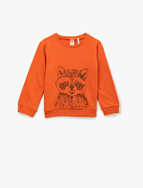 Koton Erkek Çocuk Pamuklu Baskılı Bisiklet Yaka Uzun Kollu Sweathirt