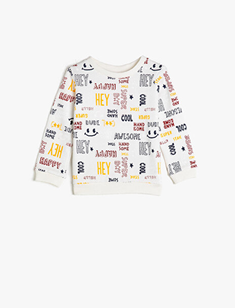 Koton Erkek Çocuk Pamuklu Bisiklet Yaka Uzun Kollu Yazılı Baskılı Sweatshirt Koton Erkek Çocuk Pamuklu Bisiklet Yaka Uzun Kollu Yazılı Baskılı Sweatshirt