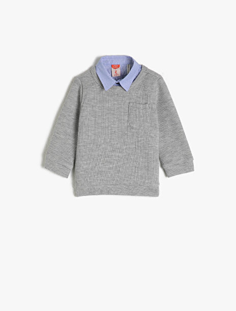 Koton Erkek Çocuk Cepli Bisiklet Yaka Triko Kazak