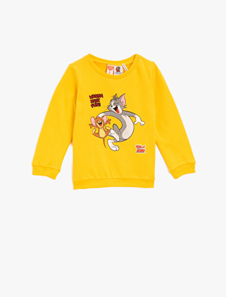 Koton Erkek Çocuk Pamuklu Tom&Jerry Lisanslı Baskılı Bisiklet Yaka Sweatshirt
