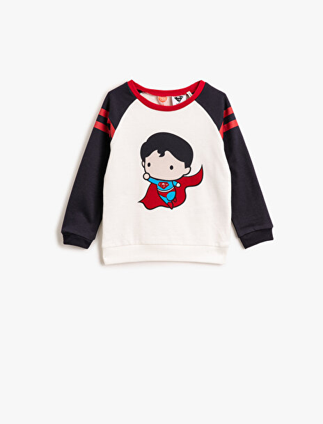 Koton Erkek Çocuk Superman Lisanslı Baskılı Bisiklet Yaka Uzun Kollu Sweatshirt