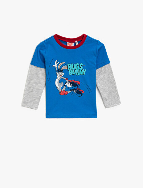 Koton Erkek Çocuk Bugs Bunny Lisanslı Baskılı Bisiklet Yaka Uzun Kollu Tişört
