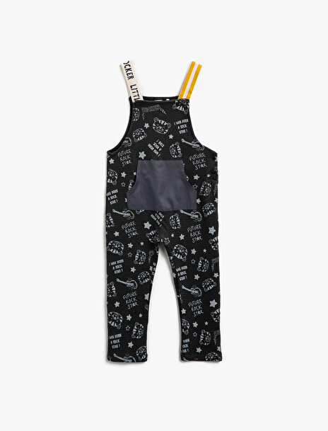 Koton Erkek Çocuk Kalın Askılı Pamuklu Baskılı Kanguru Cepli Tulum