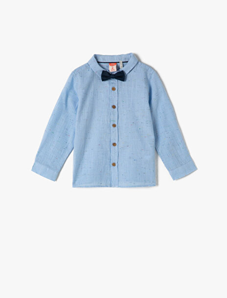 Koton Erkek Çocuk %100 Pamuk Uzun Kollu Papyonlu Gömlek