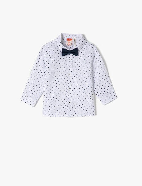 Koton Erkek Çocuk Uzun Kollu Baskılı Papyonlu Gömlek Koton Erkek Çocuk Uzun Kollu Baskılı Papyonlu Gömlek