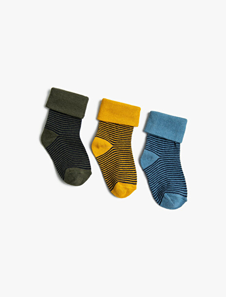 Koton Erkek Çocuk Erkek Bebek Çizgili 3'lü Çorap Set