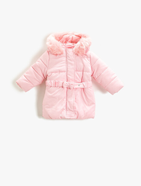 Koton Kız Çocuk Peluş Kapüşonlu Mont