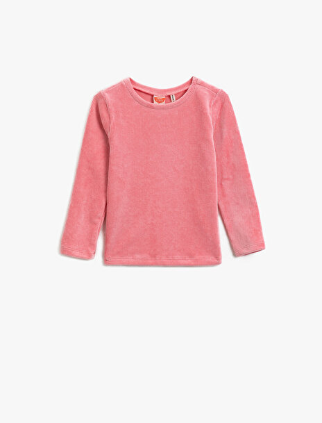 Koton Kız Çocuk Pamuklu Uzun Kollu Bisiklet Yaka Baskılı Tişört