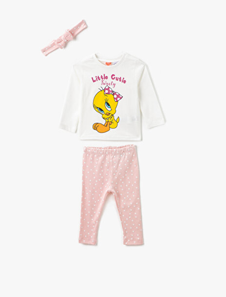 Koton Kız Çocuk Pamuklu Tweety Lisanslı Baskılı Takım