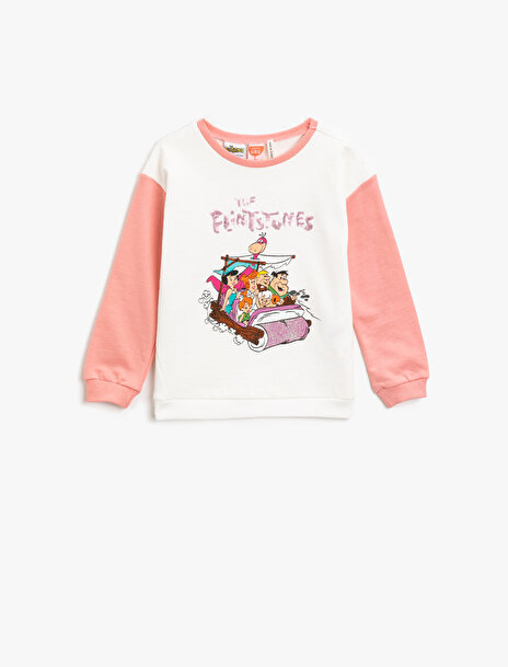 Koton Kız Çocuk Taş Devri Lisanslı Pullu Baskılı Bisiklet Yaka Pamuklu Sweatshirt Koton Kız Çocuk Taş Devri Lisanslı Pullu Baskılı Bisiklet Yaka Pamuklu Sweatshirt