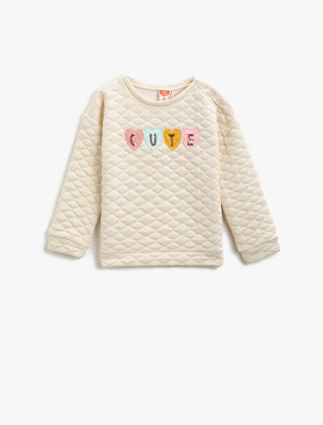 Koton Kız Çocuk Pullu İşlemeli Bisiklet Yaka Sweatshirt Koton Kız Çocuk Pullu İşlemeli Bisiklet Yaka Sweatshirt