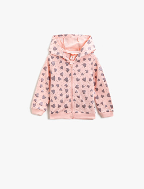 Koton Kız Çocuk Pamuklu Fermuarli Kapüşonlu Simli Baskılı Sweatshirt Koton Kız Çocuk Pamuklu Fermuarli Kapüşonlu Simli Baskılı Sweatshirt