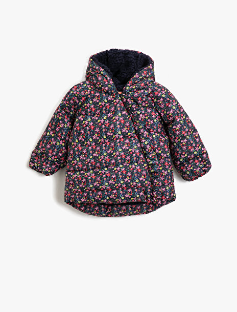 Koton Kız Çocuk Çiçekli Kapüşonlu Şişme Mont