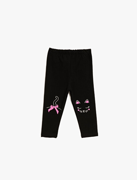 Koton Kız Çocuk Simli Baskılı Normal Bel Tayt