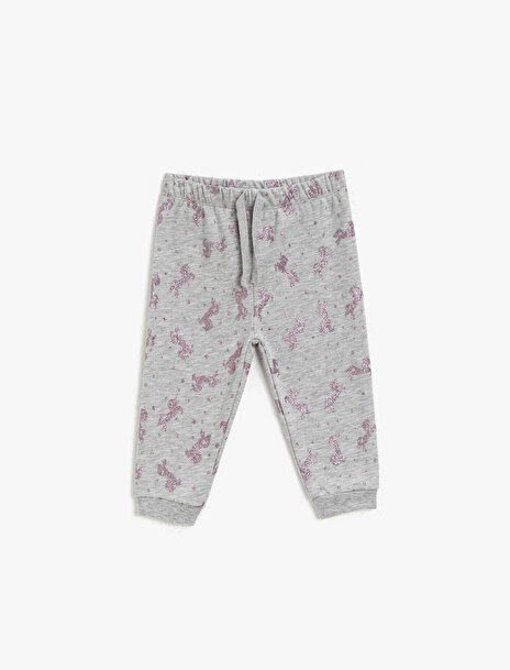 Koton Kız Çocuk Unicorn Simli Baskılı Beli Bağlamalı Eşofman Altı