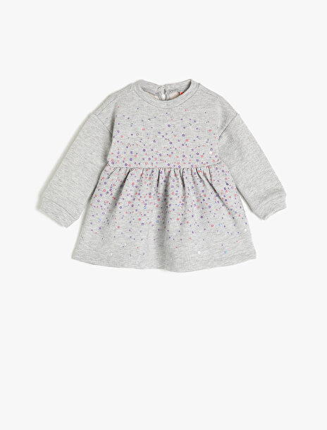 Koton Kız Çocuk Bisiklet Yaka Baskılı Pullu Uzun Kollu Elbise Koton Kız Çocuk Bisiklet Yaka Baskılı Pullu Uzun Kollu Elbise