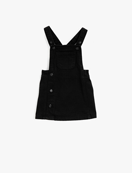 Koton Kız Çocuk Pamuklu Önü Cepli Jean Elbise
