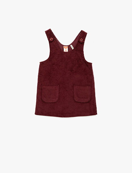 Koton Kız Çocuk Pamuklu Cepli Askılı Düğmeli Elbise