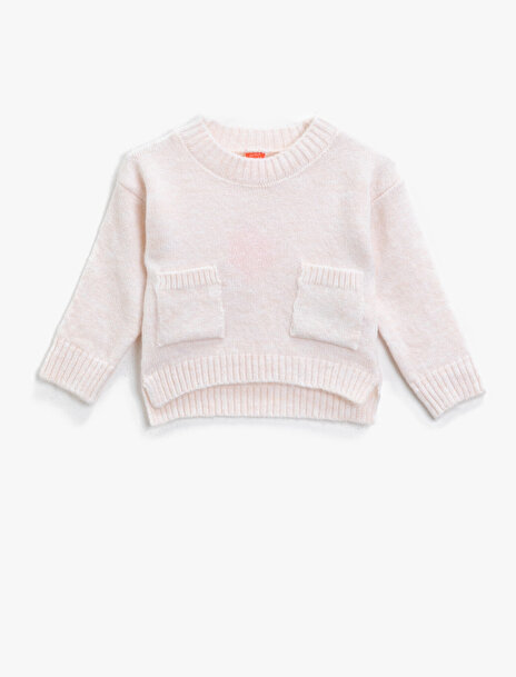 Koton Kız Çocuk Cepli Bisiklet Yaka Uzun Kollu Basic Kazak