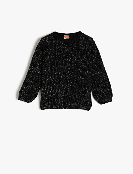 Koton Kız Çocuk Bisiklet Yaka Düğmeli Uzun Kollu Triko Hırka