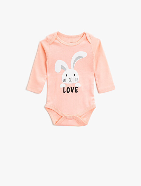 Koton Kız Çocuk Pamuklu Baskılı Uzun Kollu Çıtçıtlı Zıbın