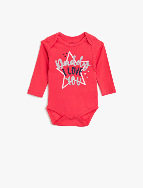 Koton Kız Çocuk Pamuklu Yazılı Baskılı Uzun Kollu Çıtçıtlı Zıbın