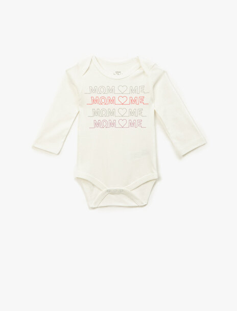 Koton Kız Çocuk Pamuklu Yazılı Baskılı Uzun Kollu Çıtçıtlı Zıbın