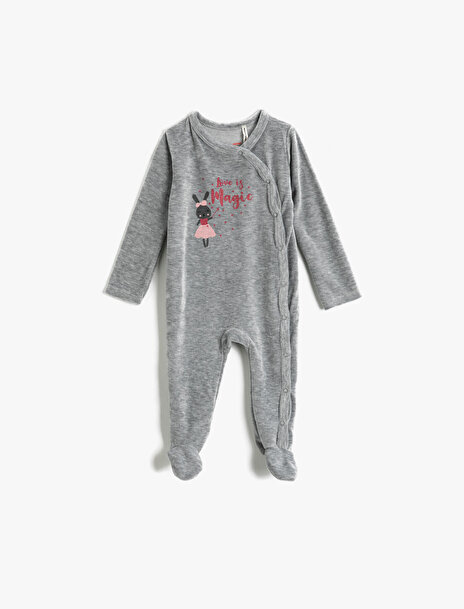 Koton Kız Çocuk Uzun Kollu Baskılı Zıbın Çıtçıtlı