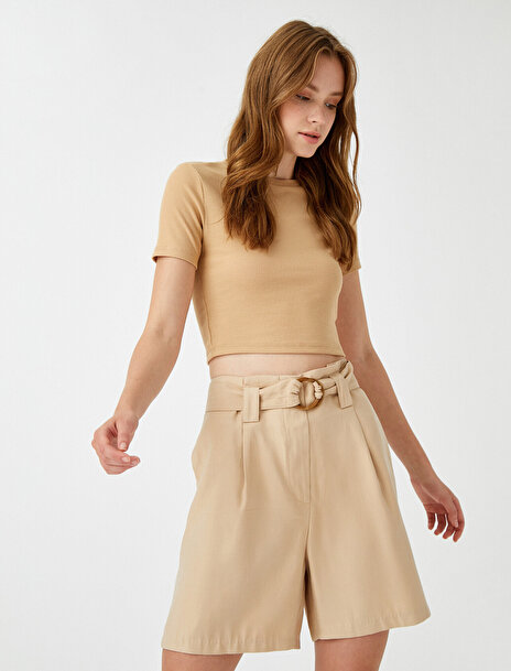 Koton Kadın Yüksek Bel Şort Kemerli