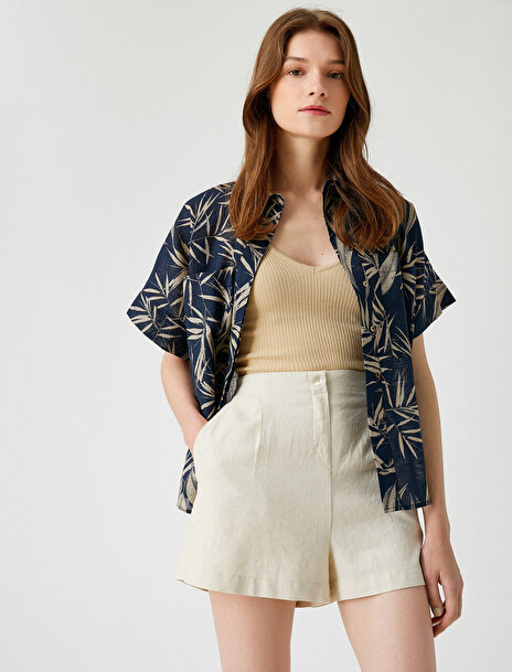 Koton Kadın Keten Şort Yüksek Bel